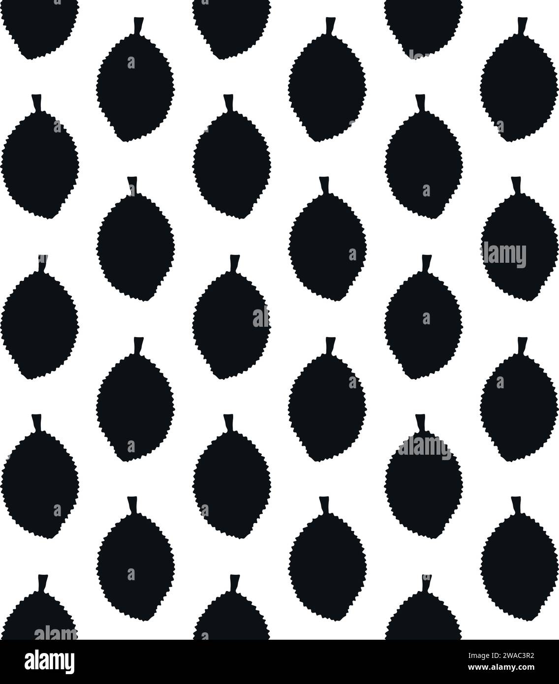 Vector seamless pattern of hand drawn durian fruit silhouette isolated ...