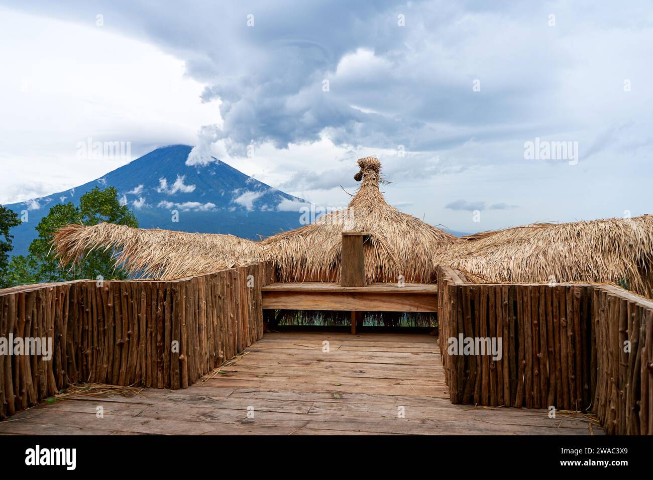 A large straw photo zone - a bird on a viewpoint overlooking the sacred ...