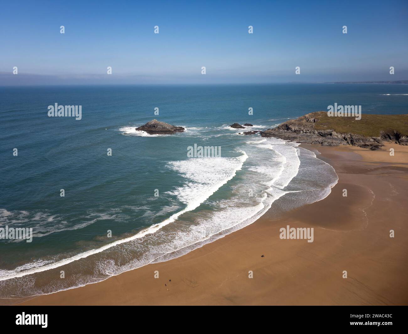 Aerial View of Crantock Beach in Cornwall at Low Tide Stock Photo - Alamy