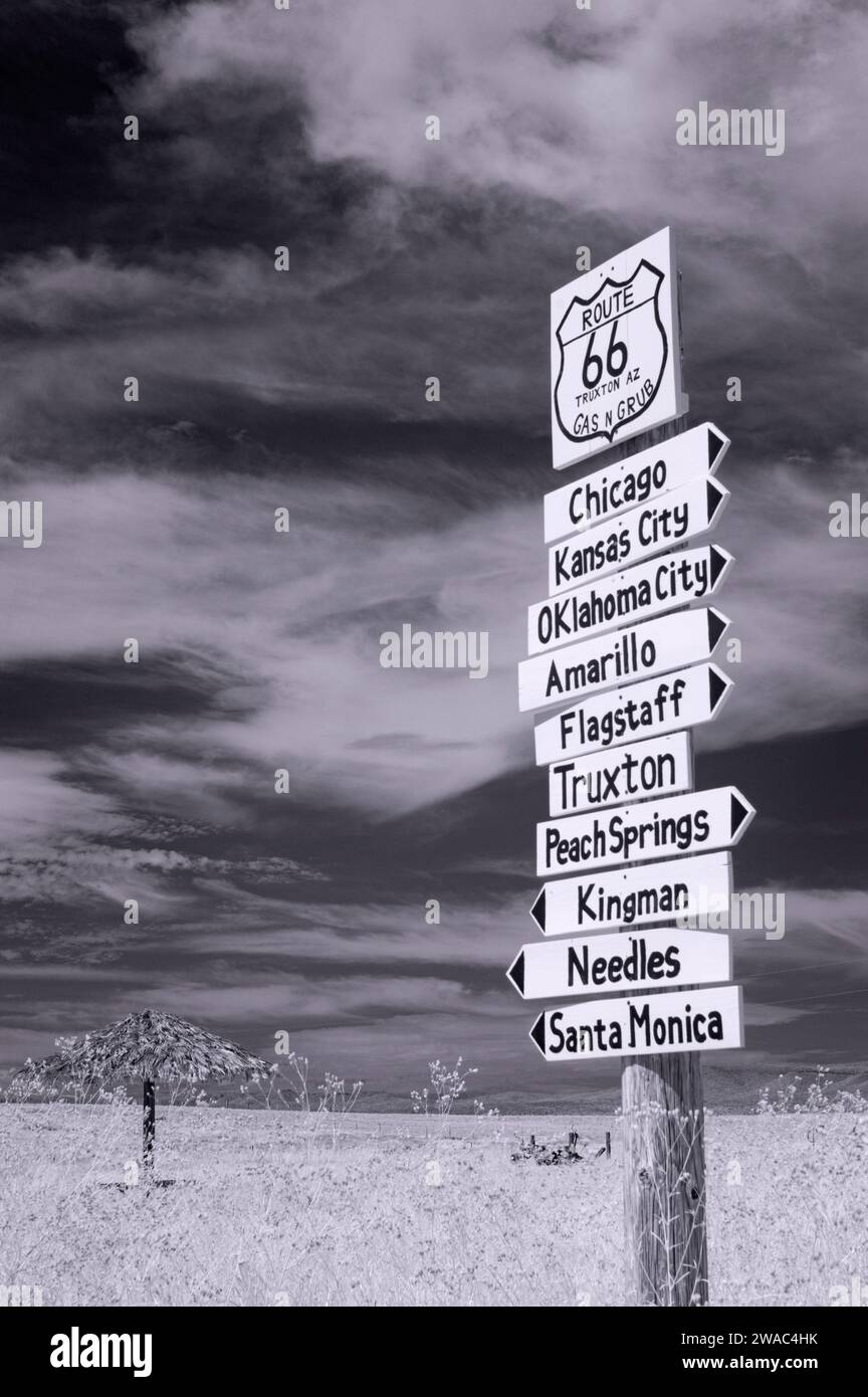 Signpost at Truxton, Route 66, Arizona Stock Photo - Alamy