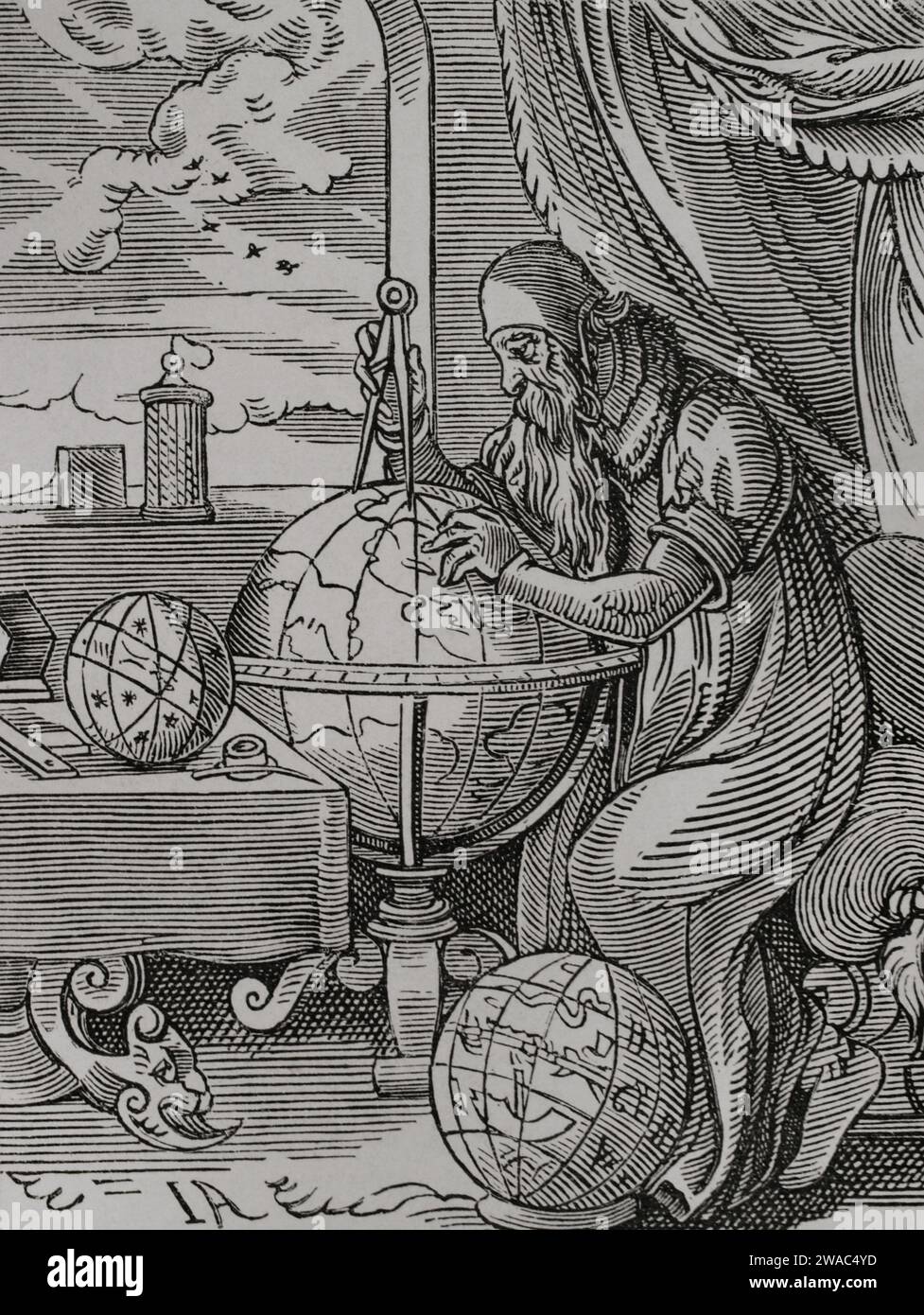 German astronomer and cosmographer. Engraving from the 16th century, by ...