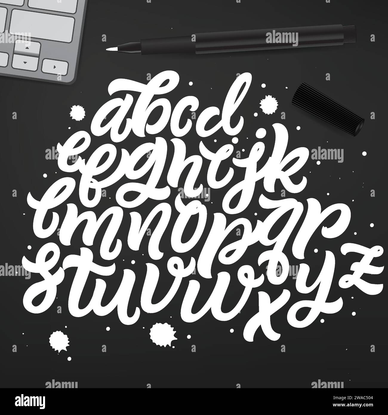 Vector Hand Drawn Alphabet. Brush Paint Letters Stock Vector Image ...