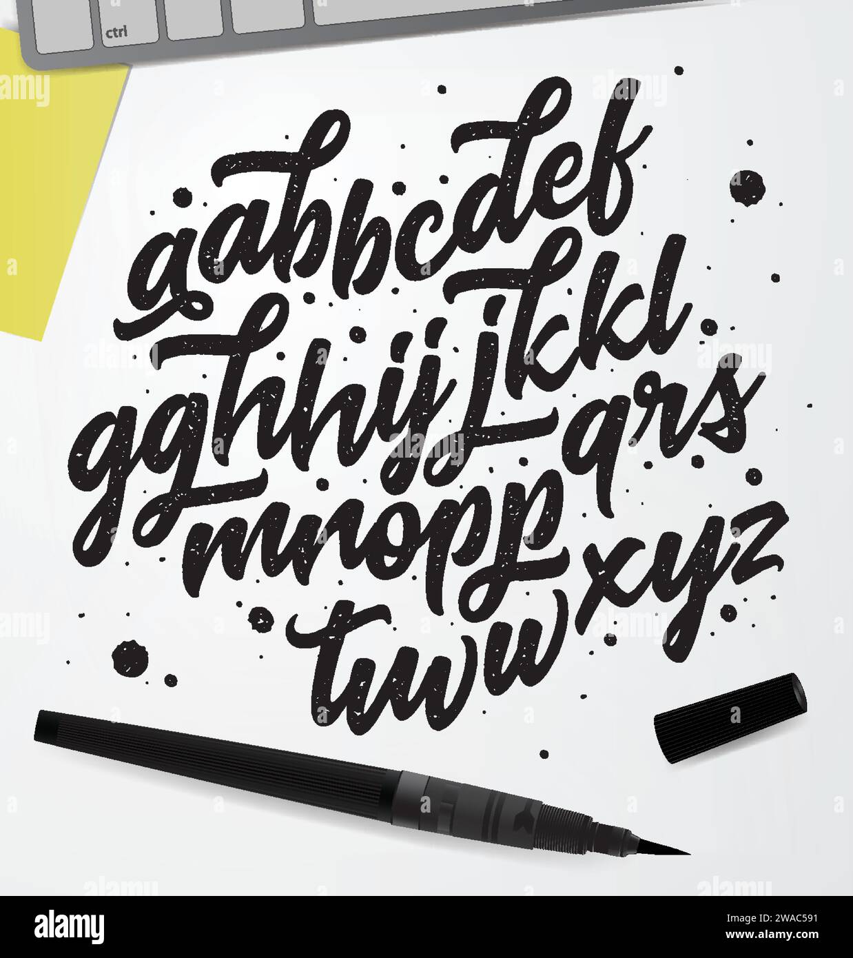 Vector Hand Drawn Alphabet. Brush Paint Letters Stock Vector Image ...