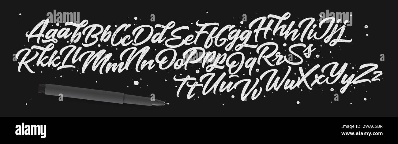 Vector Hand Drawn Alphabet. Brush Paint Letters Stock Vector Image ...