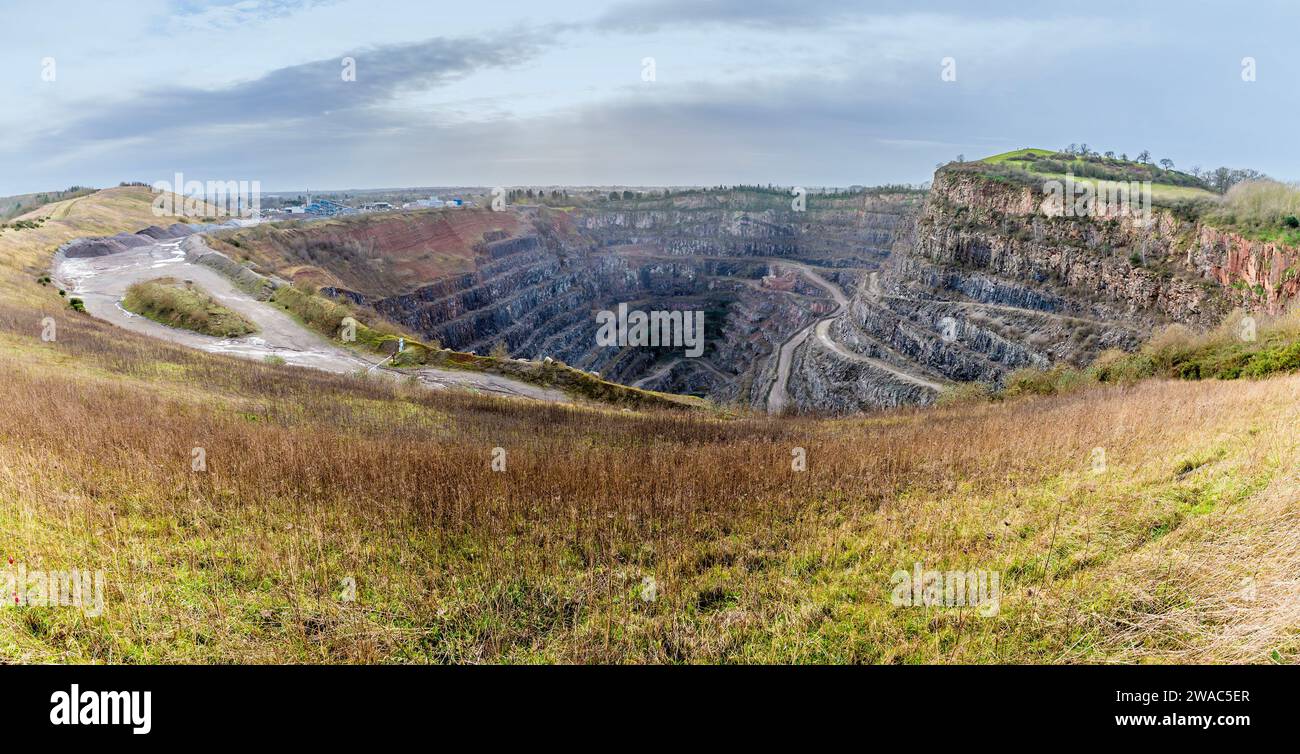 A panorama view towards Croft Hill and Croft Quarry from Huncote Nature ...