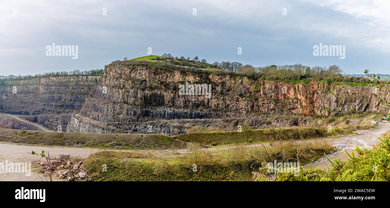 A view across Croft Quarry upper levels towards Croft Hill in ...
