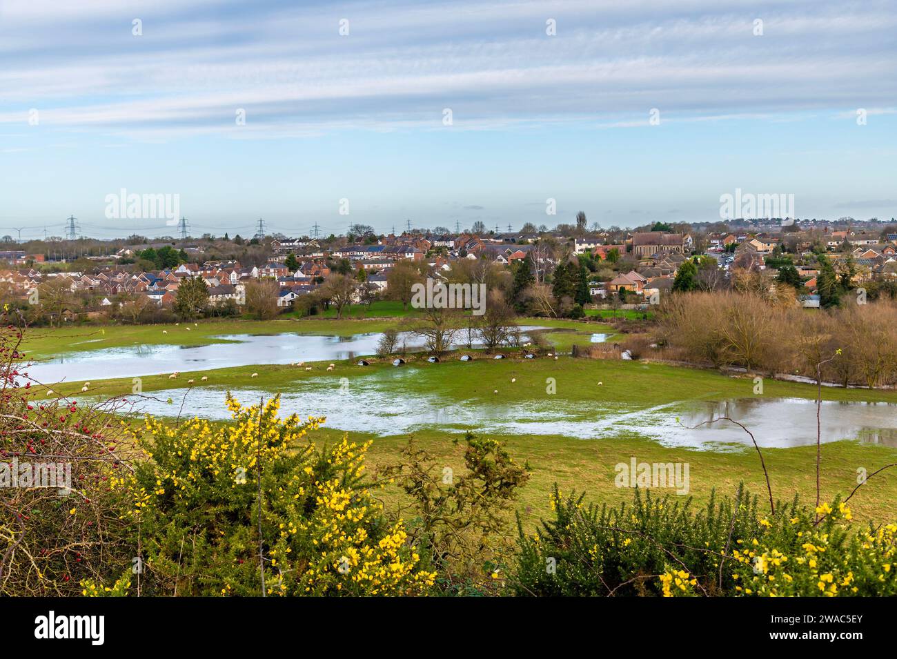 A view towards Huncote from Huncote Nature reserve in Leicestershire ...
