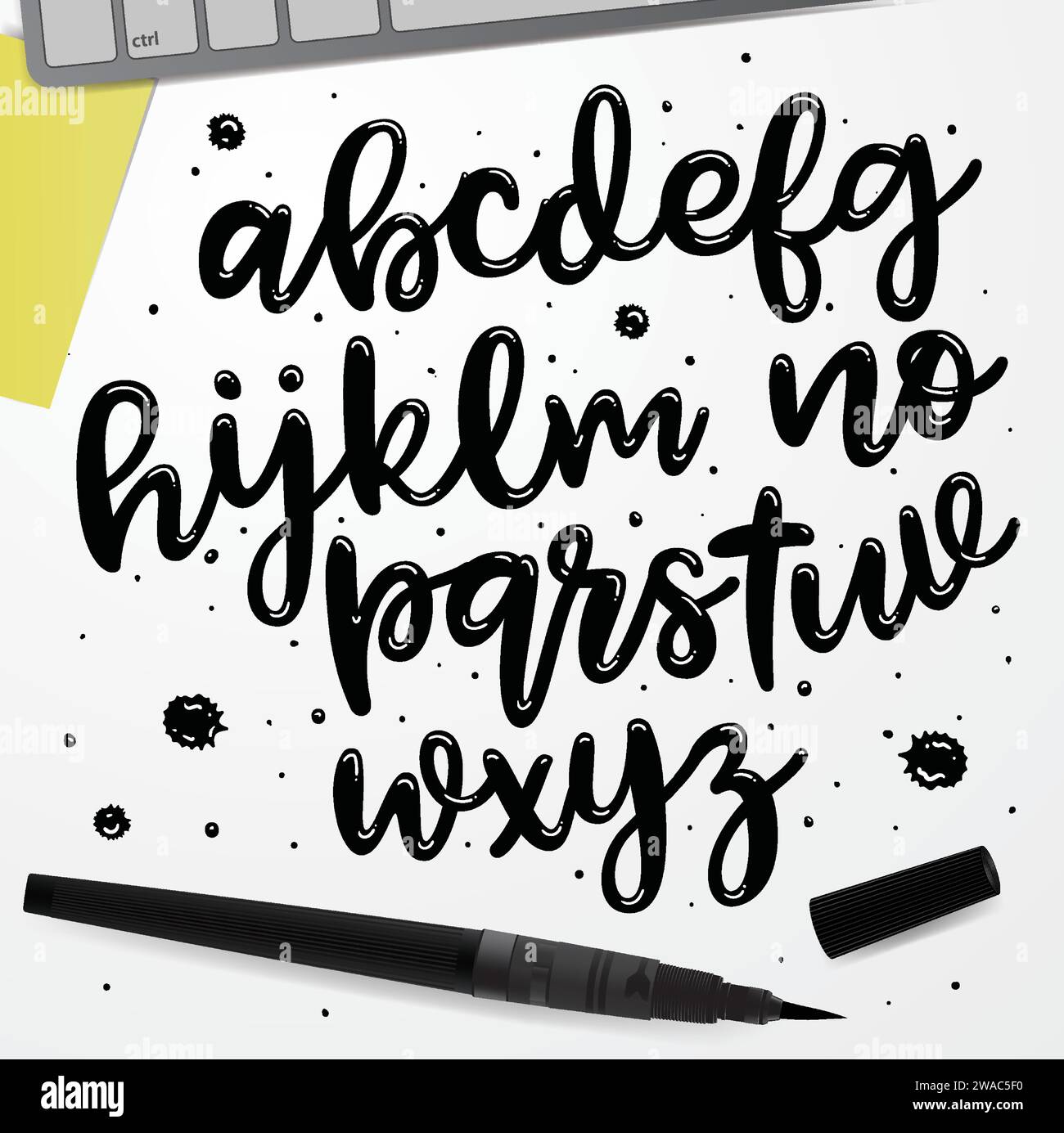 Vector Hand Drawn Alphabet. Brush Paint Letters Stock Vector Image ...