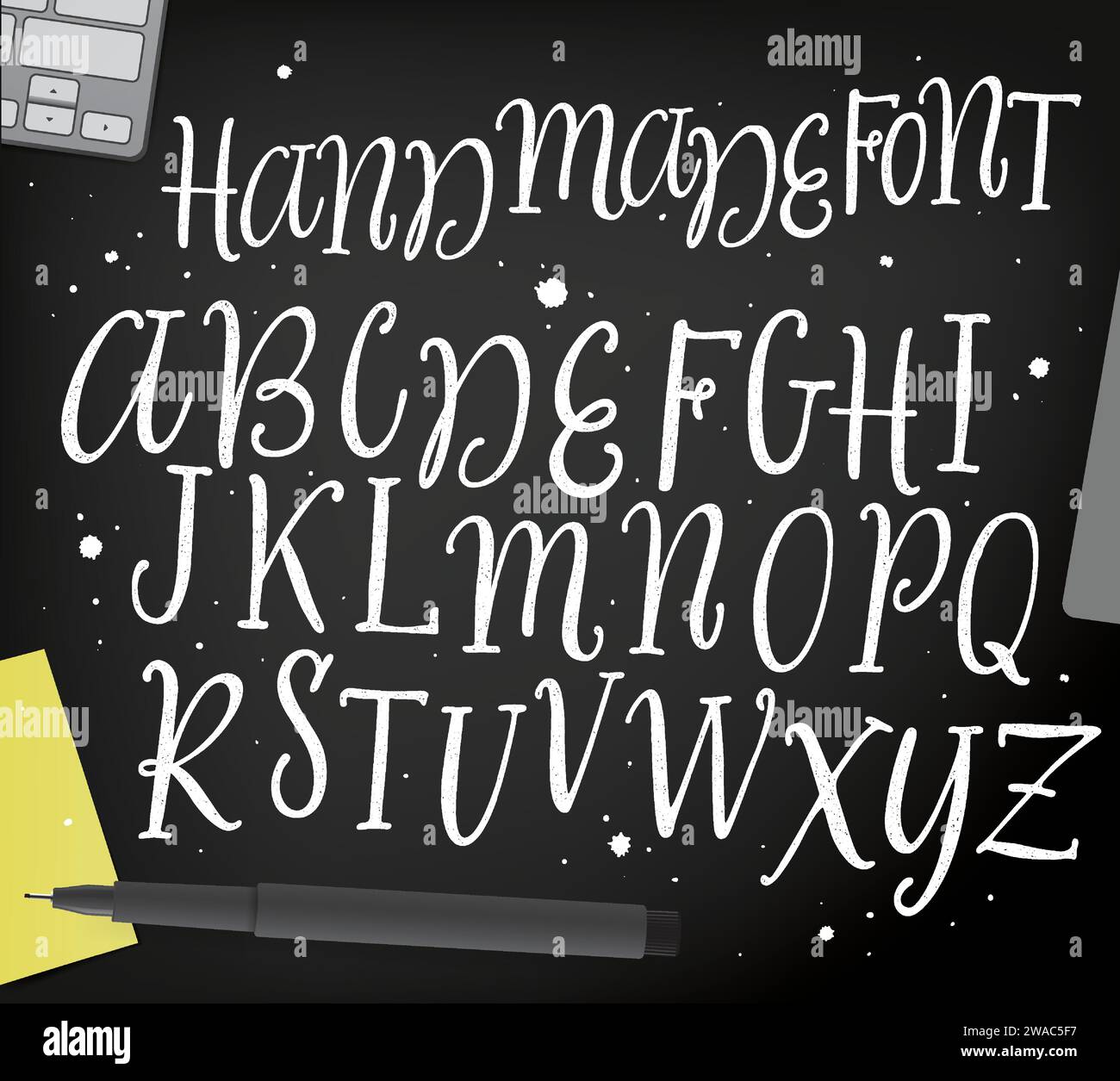 Vector Hand Drawn Alphabet. Brush Paint Letters Stock Vector Image ...