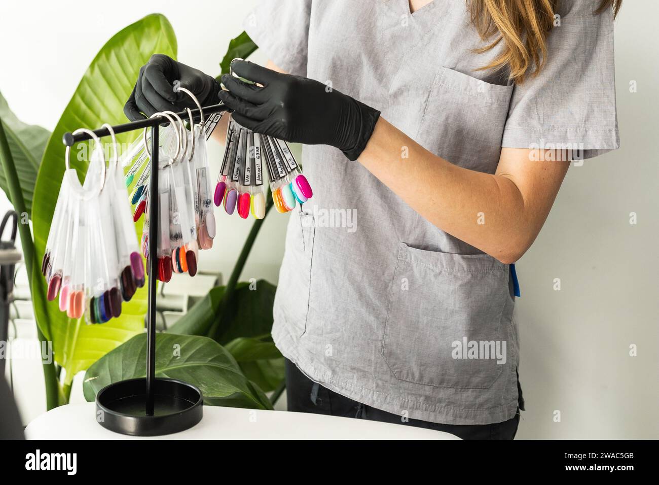 Collection of nails color polish samples. A palette of nail designs of ...