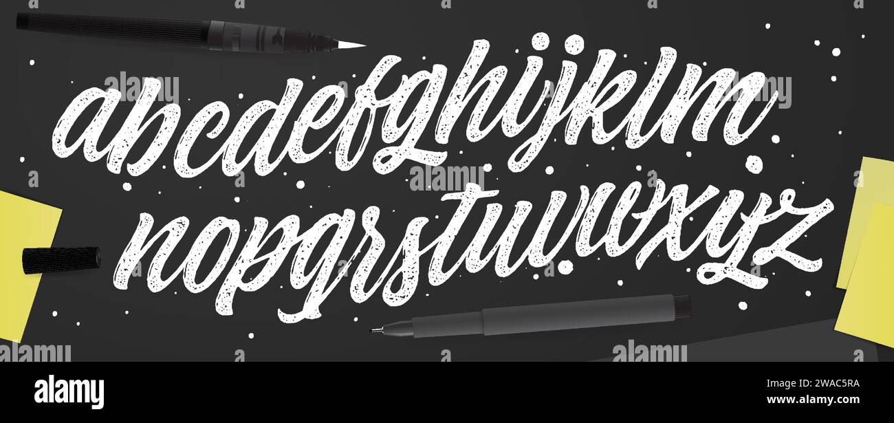 Vector Hand Drawn Alphabet. Brush Paint Letters Stock Vector Image ...