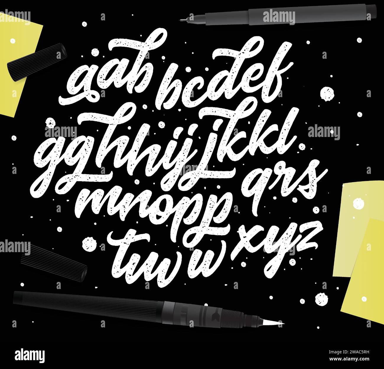 Vector Hand Drawn Alphabet. Brush Paint Letters Stock Vector Image ...