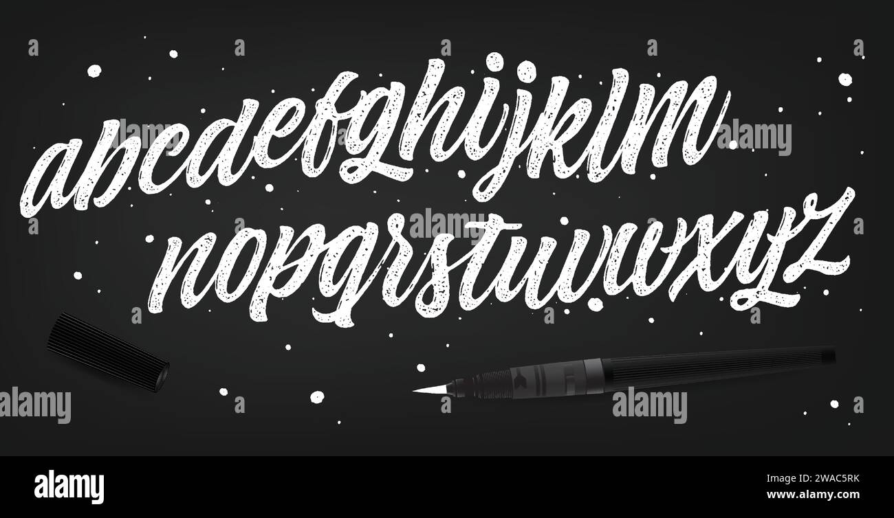 Vector Hand Drawn Alphabet. Brush Paint Letters Stock Vector Image ...