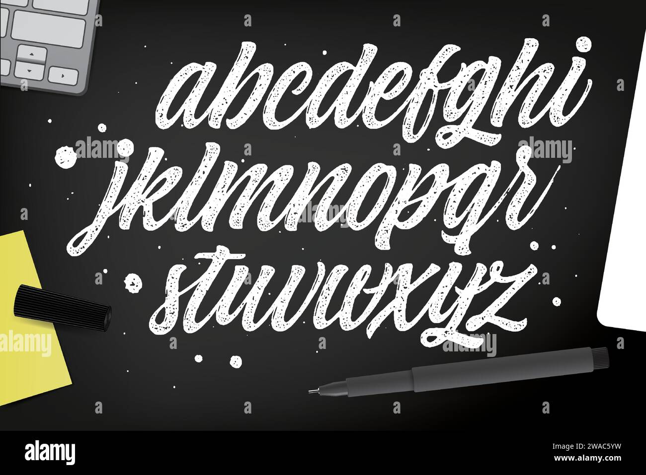 Vector Hand Drawn Alphabet. Brush Paint Letters Stock Vector Image ...