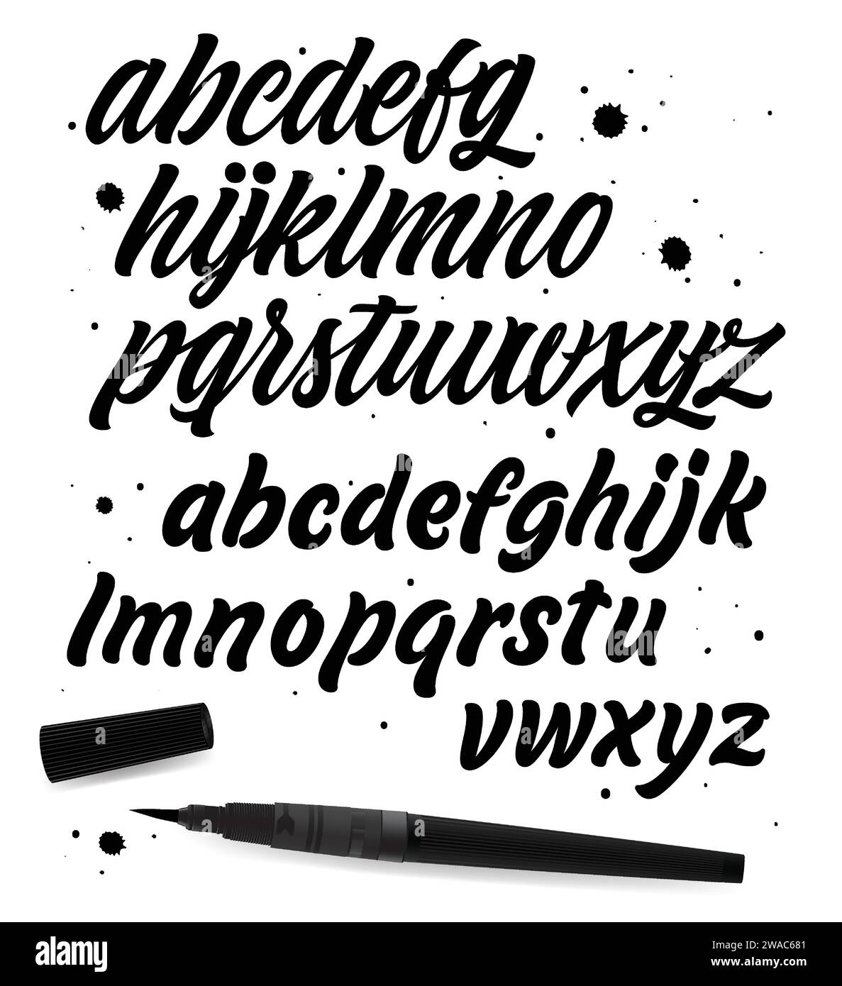 Vector Hand Drawn Alphabet. Brush Paint Letters Stock Vector Image ...