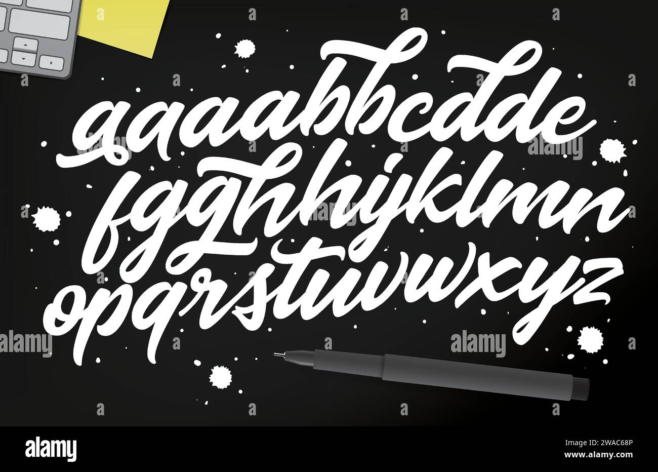 Lettering font isolated on white background. Texture alphabet. Vector ...