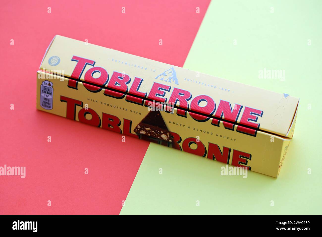 KYIV, UKRAINE - OCTOBER 31, 2023 Yellow Toblerone Chocolate Bar ...