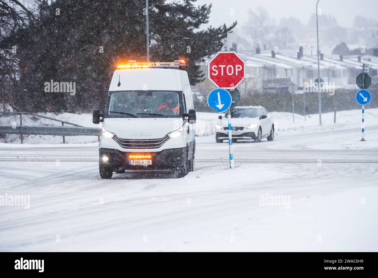 Seasonal weather, cold and snowy weather during a winter storm on ...