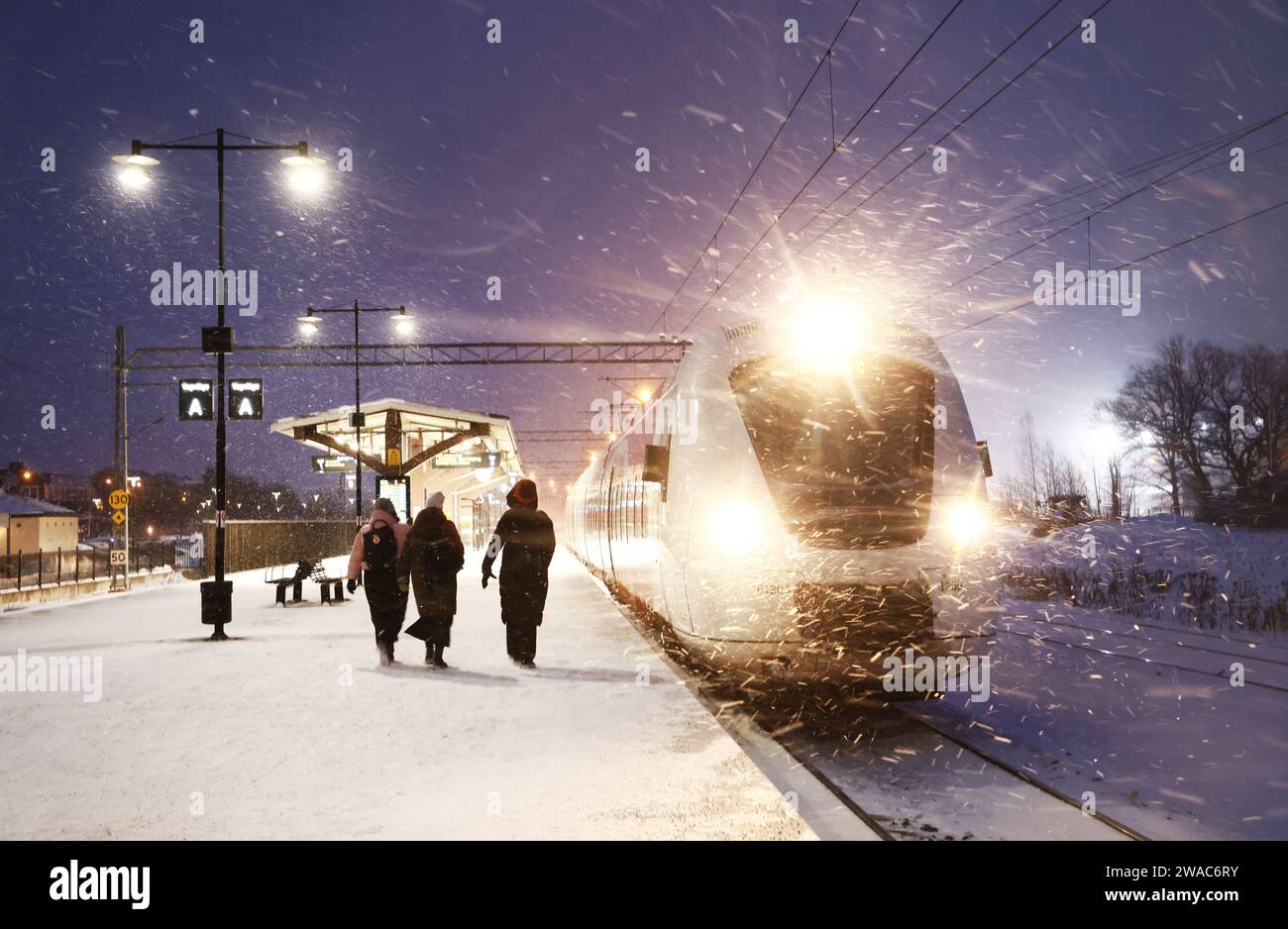 Seasonal weather, cold and snowy weather during a winter storm on ...