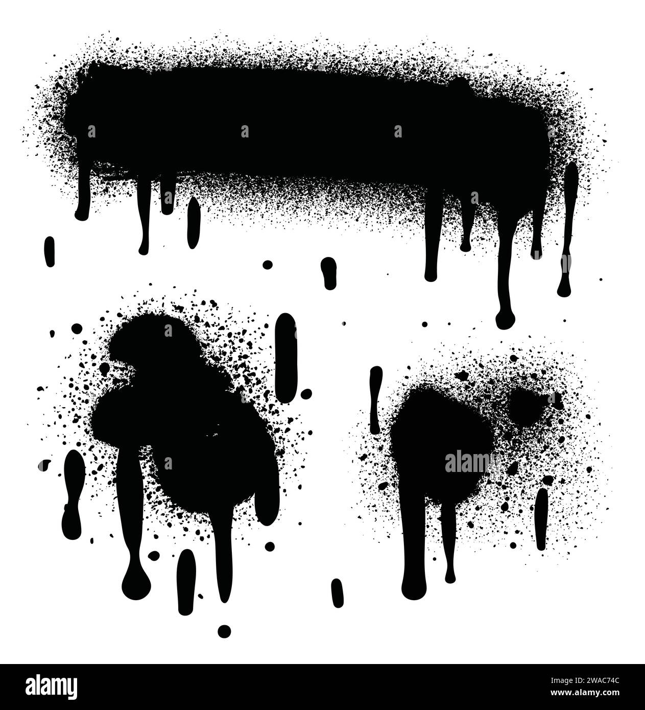 Black color spray paint or graffiti design element on the white wall ...