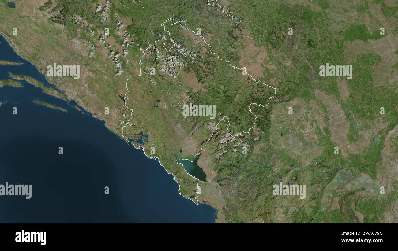 Montenegro outlined on a high resolution satellite map Stock Photo - Alamy