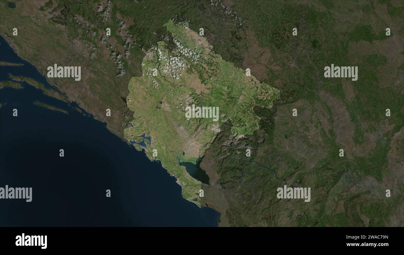 Montenegro highlighted on a high resolution satellite map Stock Photo ...