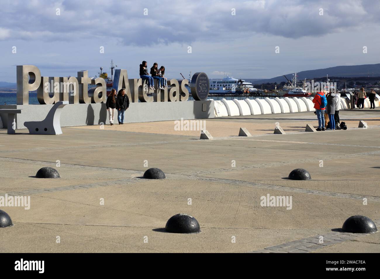 Visitors at Monument of Punta Arenas Magellan Strait 500 years ...