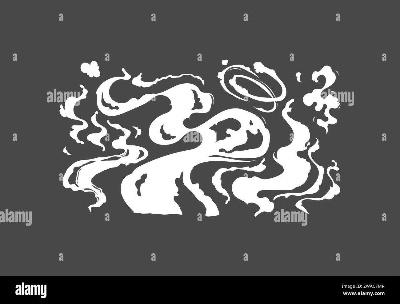 Vector smoke set effects template. Cartoon steam clouds, mist, puff ...