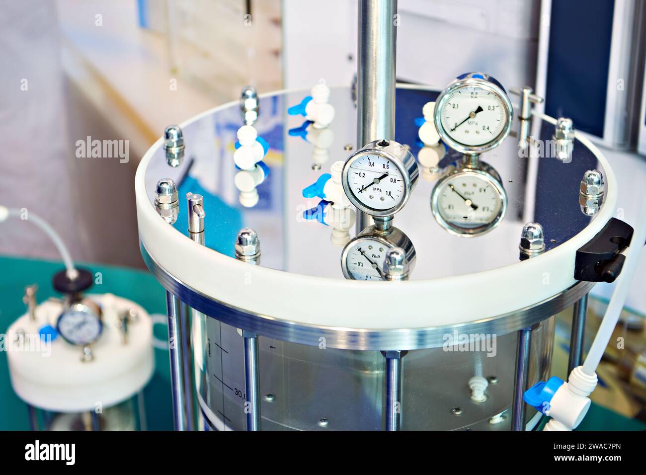 Laboratory chemical reactor with pressure gauges Stock Photo - Alamy