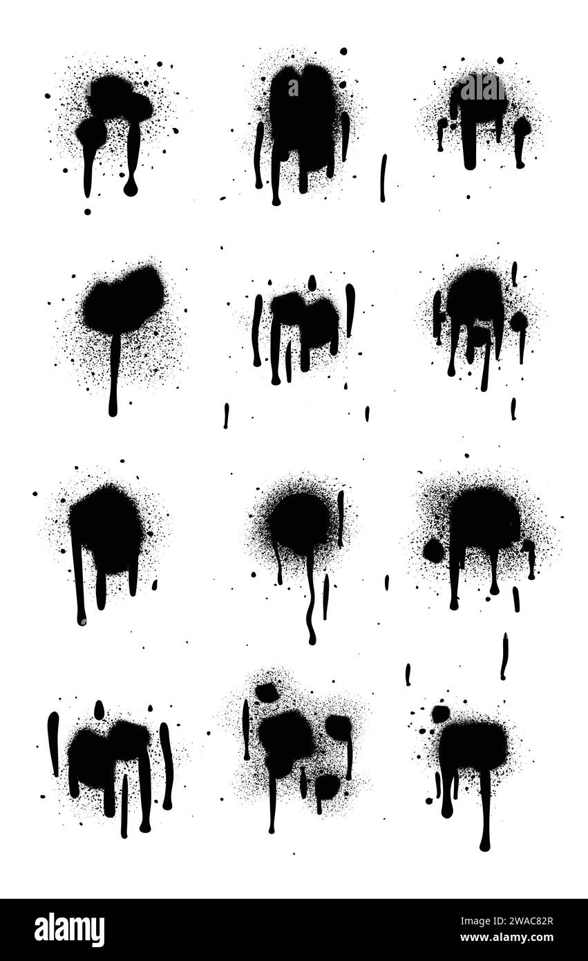Spray Paint Abstract Vector Elements isolated on White Background ...