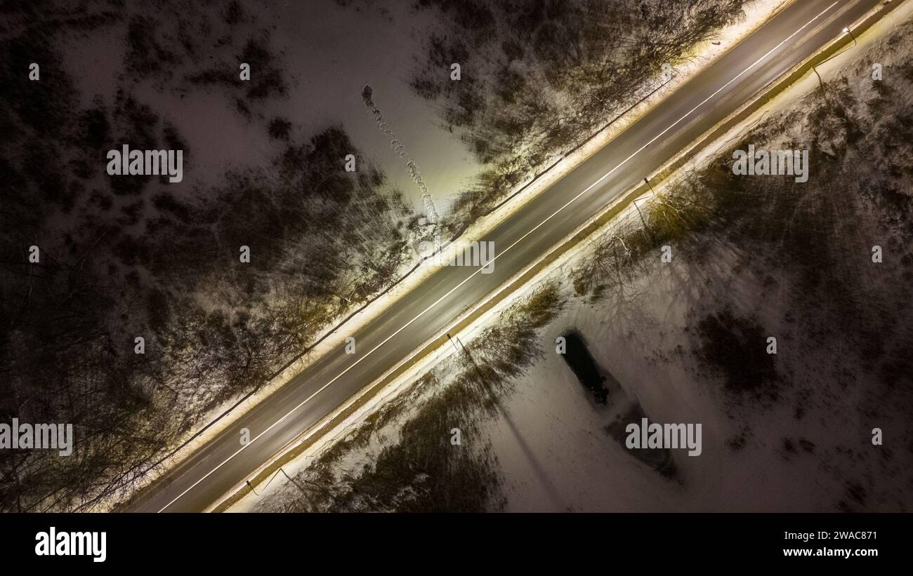 Aerial complex interchange at night hi-res stock photography and images ...