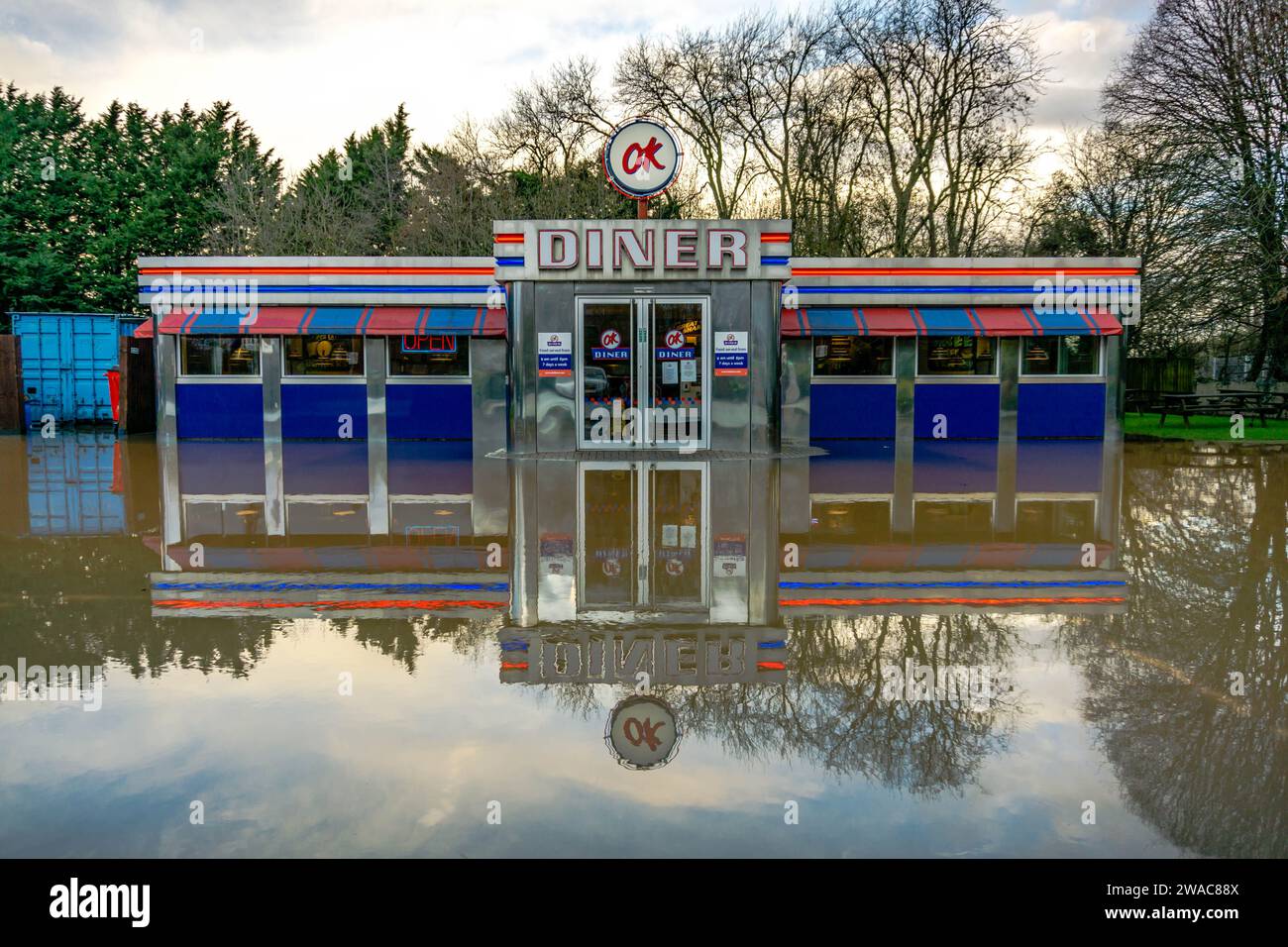 Leominster, UK. 3rd Jan, 2024. The OK Diner in Leominster on the A44 is ...