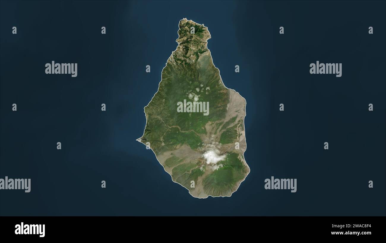 Montserrat outlined on a high resolution satellite map Stock Photo - Alamy