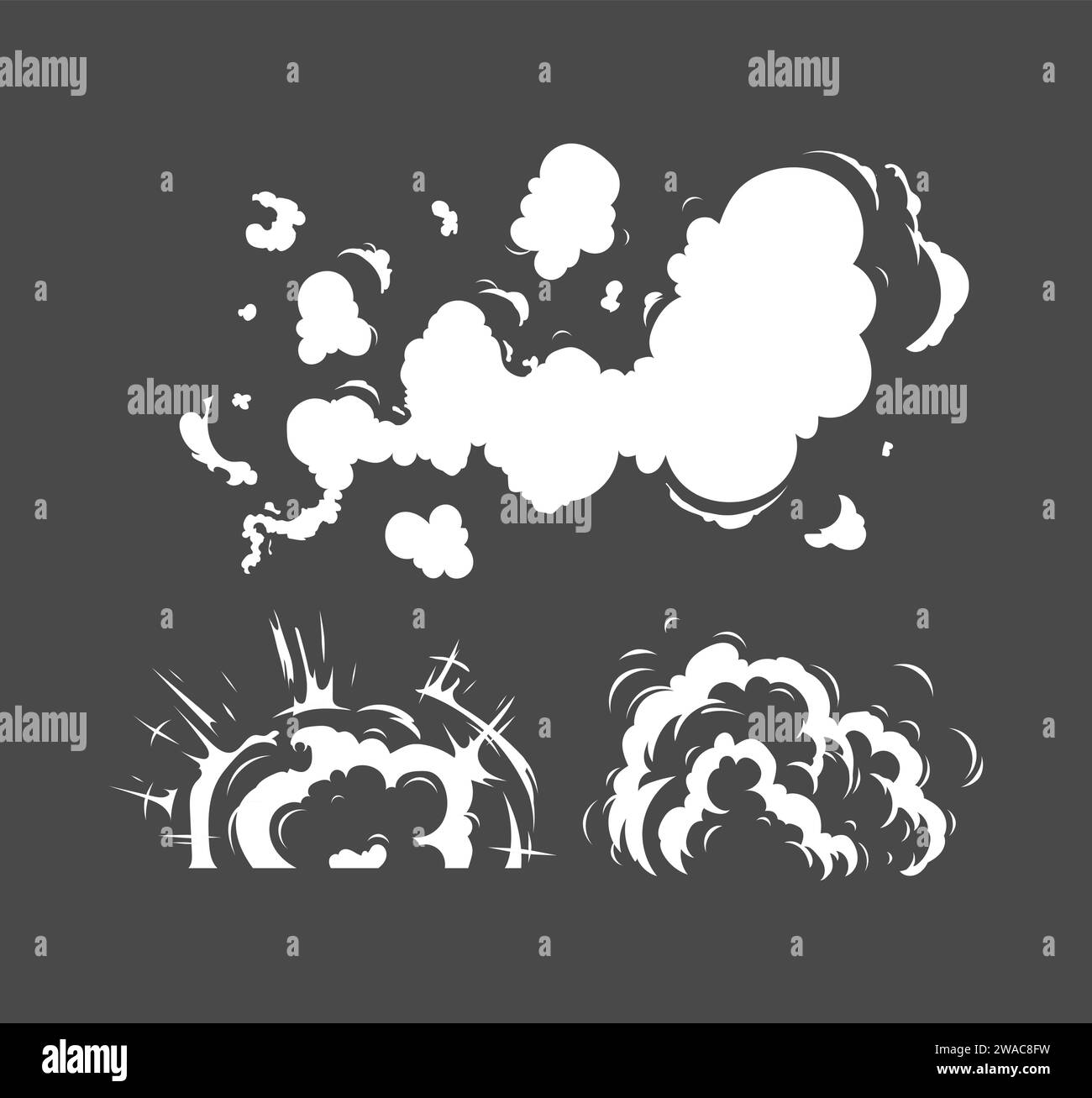 Vector smoke set effects template. Cartoon steam clouds, mist, puff ...