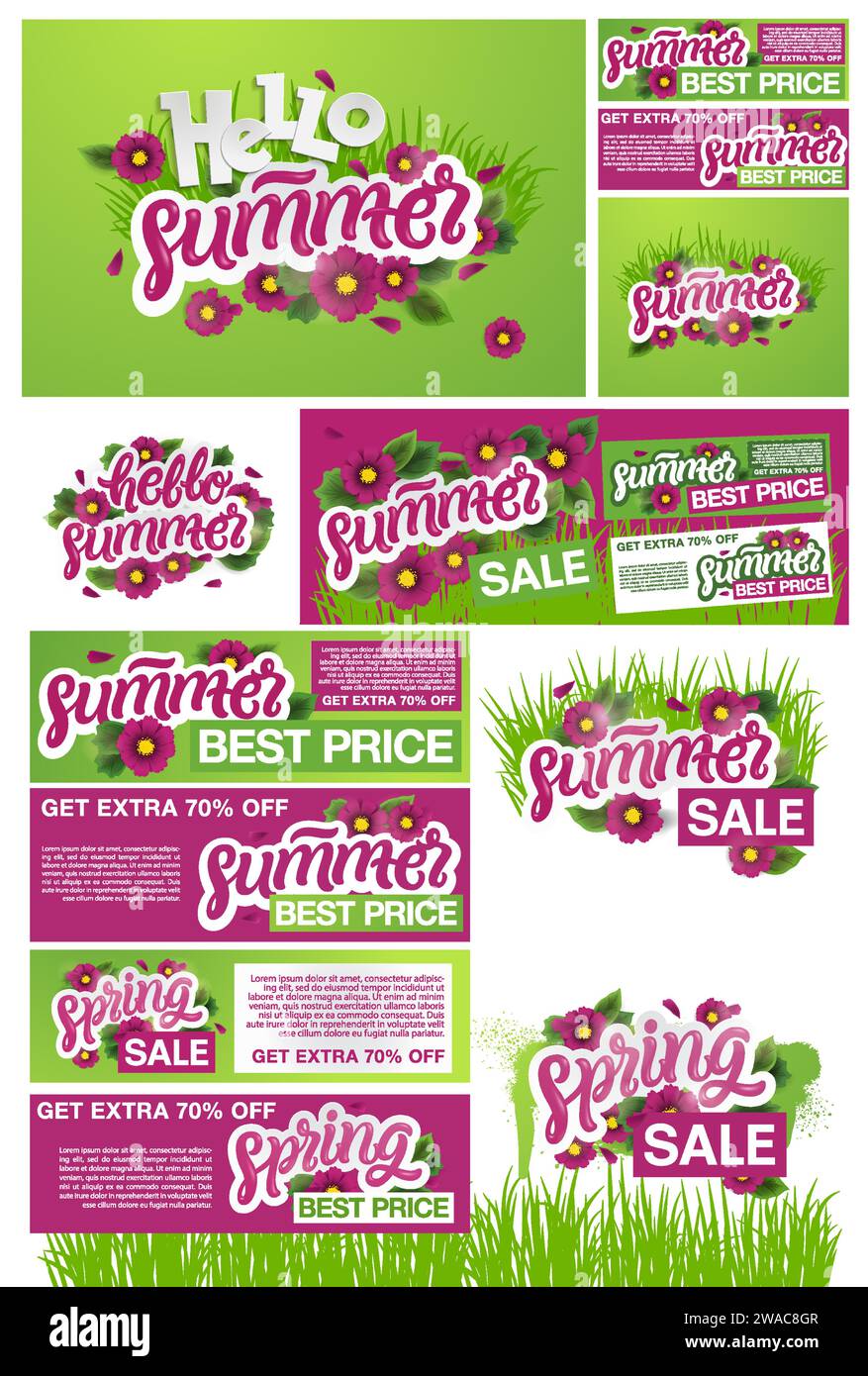 Spring sale banners poster tag design. Vector illustration Stock Vector ...