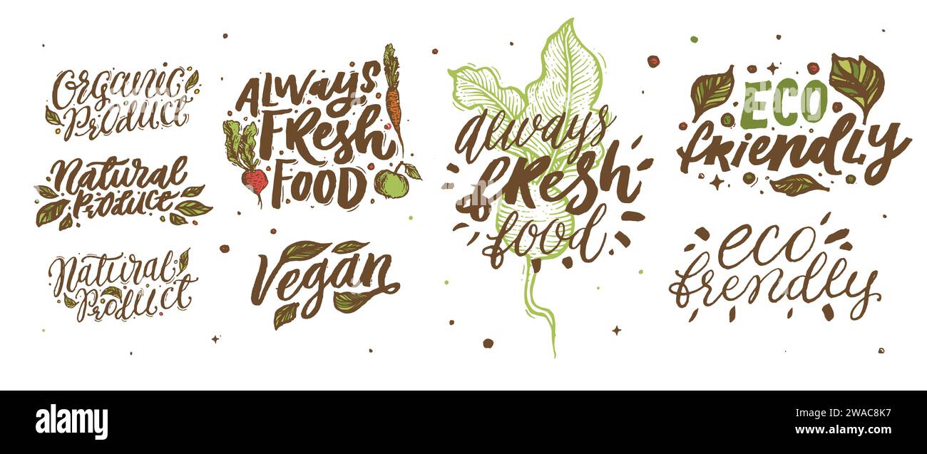 Organic Product, Made in Nature and Locally Grown Vegan logos and ...