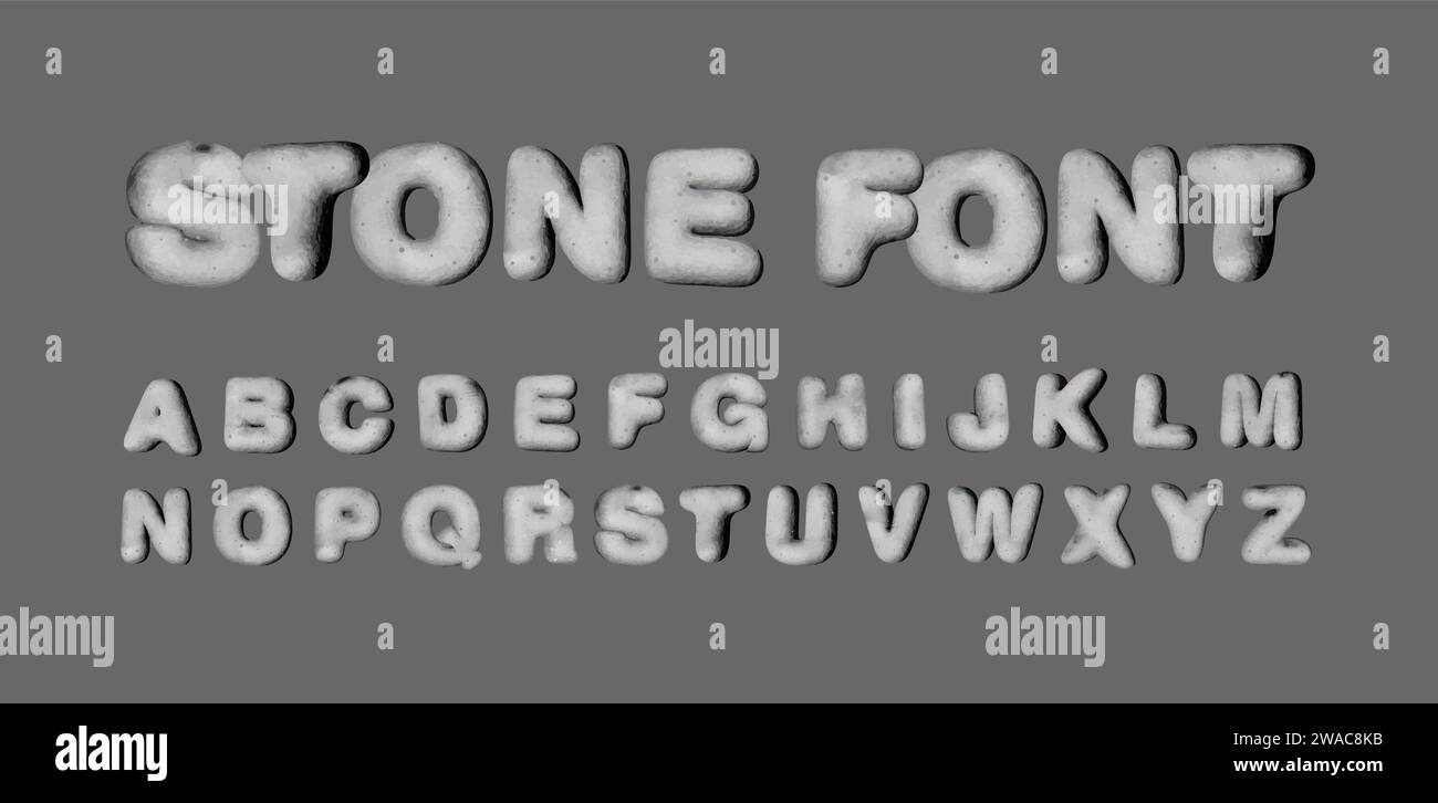 Stone Alphabet Set for Learning on Grey Background. Boulder 3d Font ...