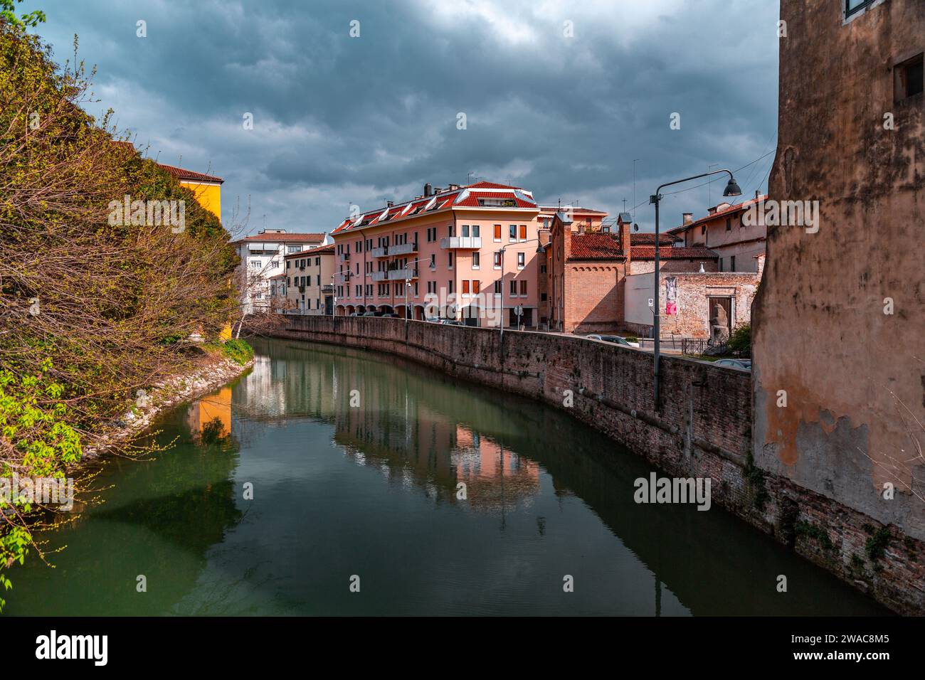 Traditional Paduan architecture, buildings by the river Brenta in Padua ...