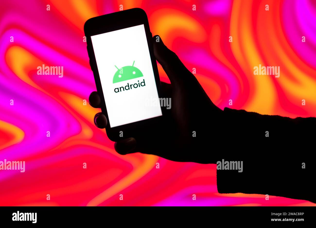 India. 2nd Jan, 2024. In this photo illustration, an android logo is ...