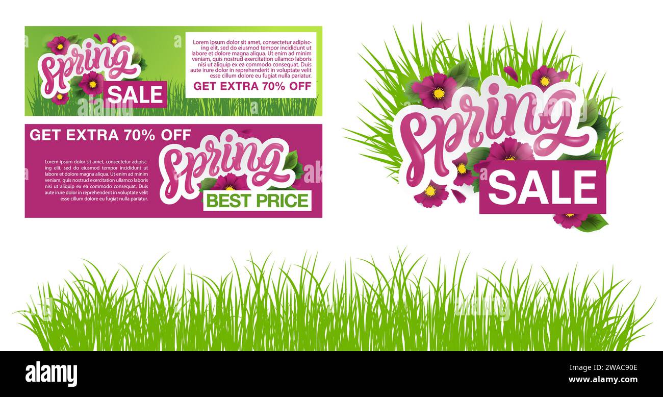 Spring sale banners poster tag design. Vector illustration Stock Vector ...