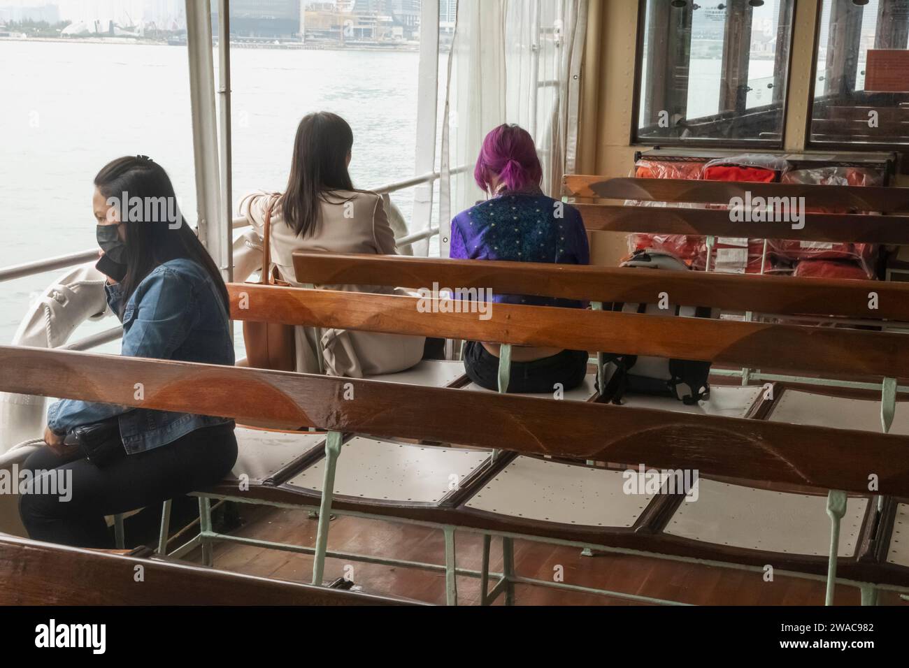 China, Hong Kong, Hong Kong Island, The Star Ferry, Interior View of ...