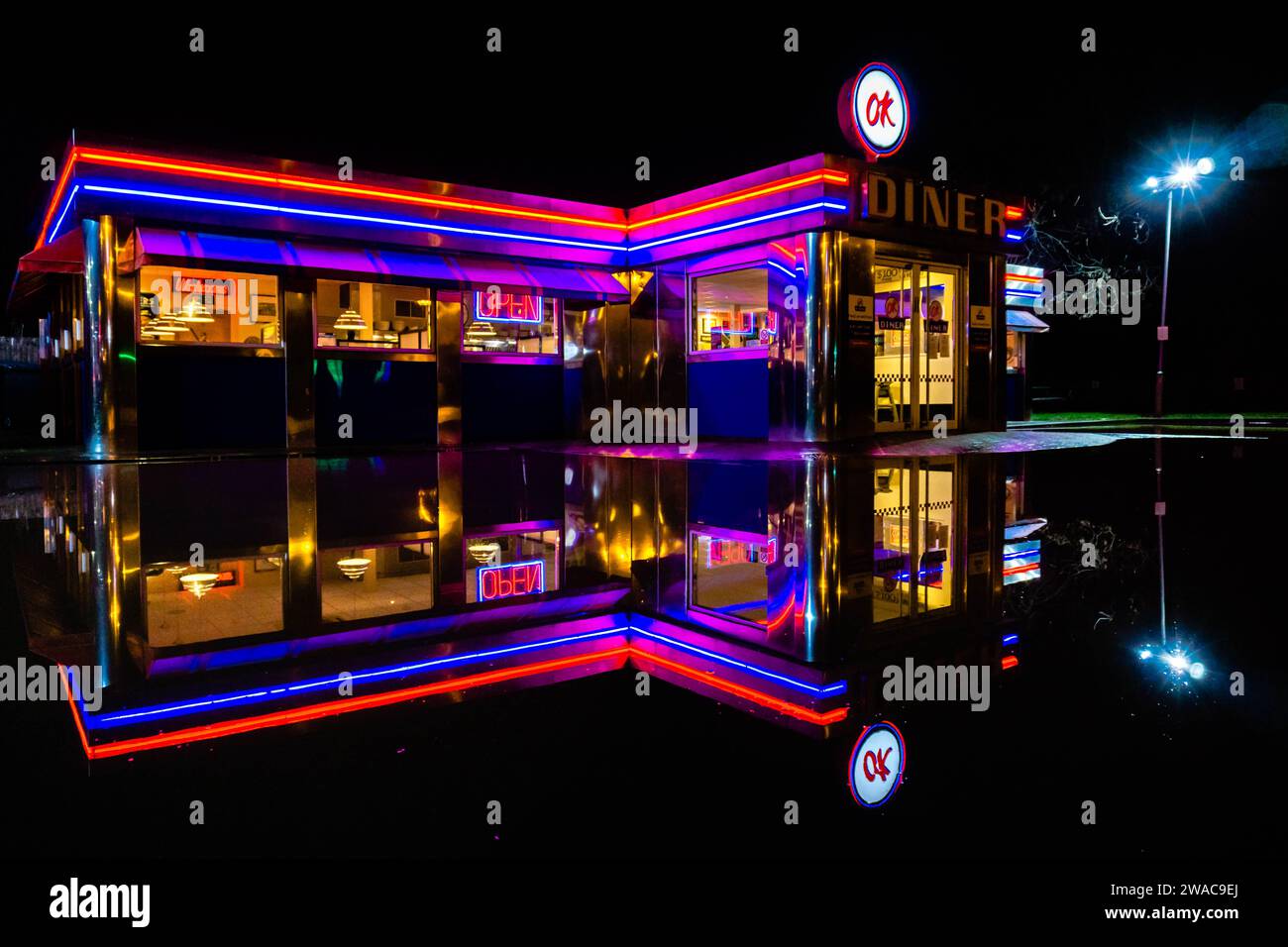 LEOMINSTER - JANUARY 03: The OK Diner in Leominster, Herefordshire is ...