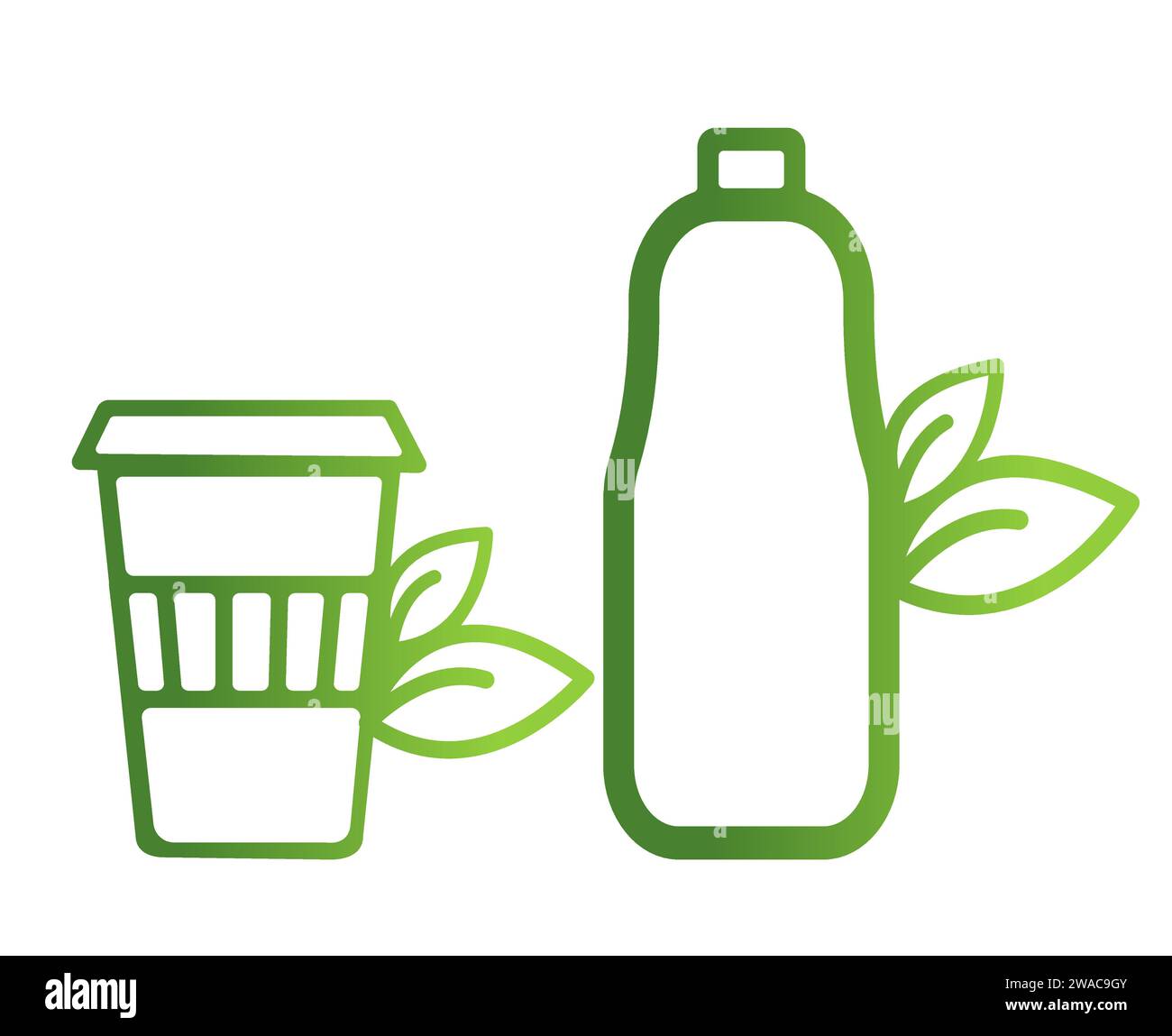 Eco-friendly bottle and cardboard glass. Biodegradable materials ...