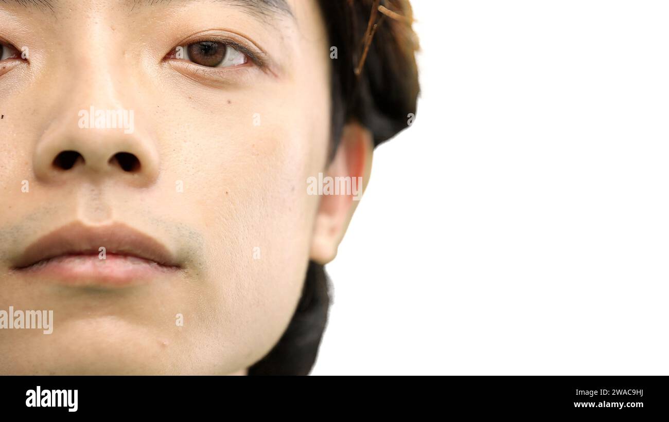 Guy's face, close-up, open eyes Stock Photo - Alamy