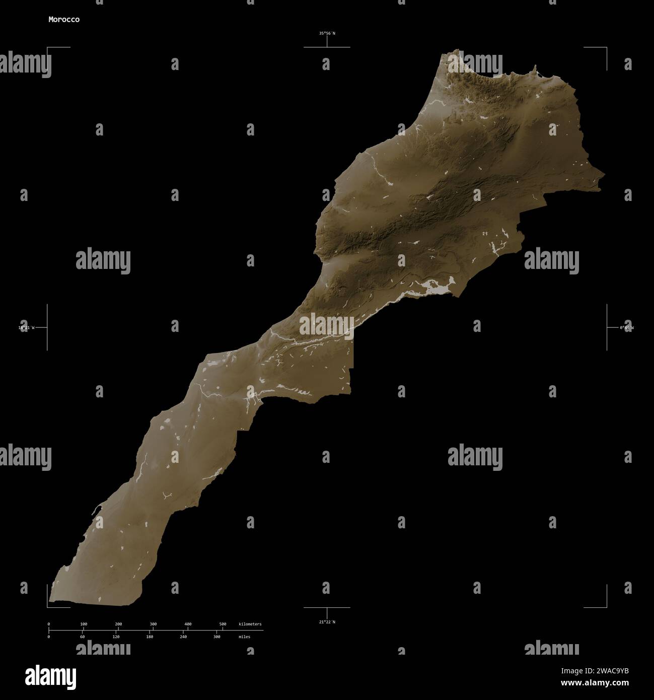 Shape of a elevation map colored in sepia tones with lakes and rivers ...