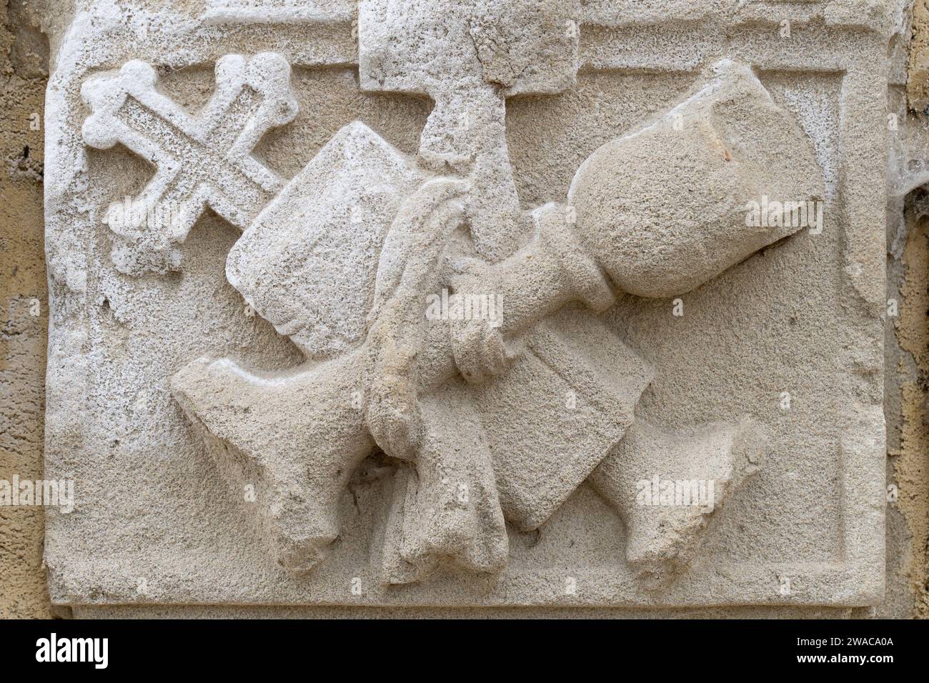 Ancient Christian symbols covering old stone tombs Stock Photo - Alamy