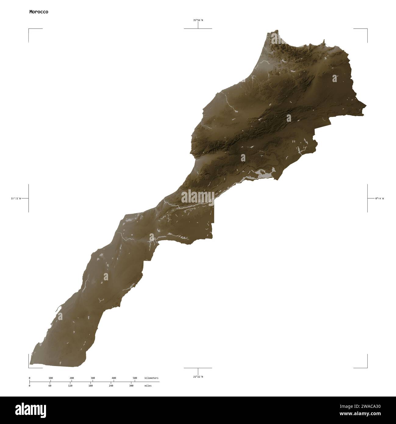 Shape of a elevation map colored in sepia tones with lakes and rivers ...