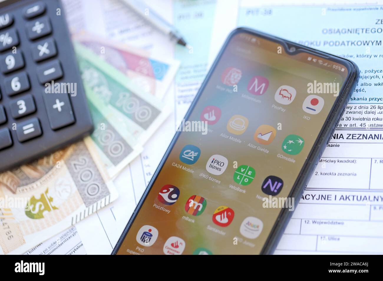 TERNOPIL, UKRAINE - AUGUST 3, 2023 Banking applications on screen of ...