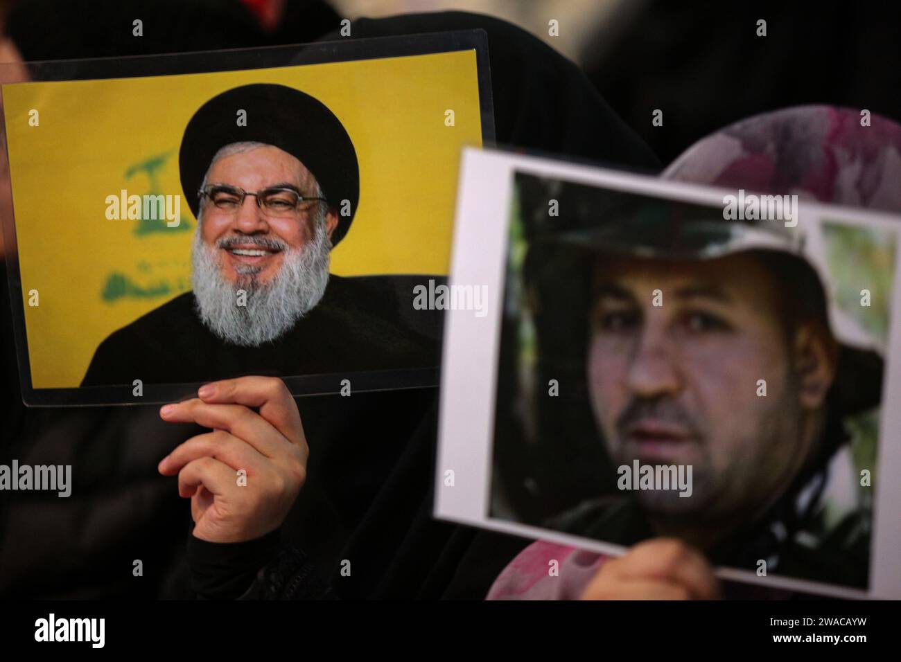 Beirut, Lebanon. 03rd Jan, 2024. Pro-Iranian Hezbollah supporters ...