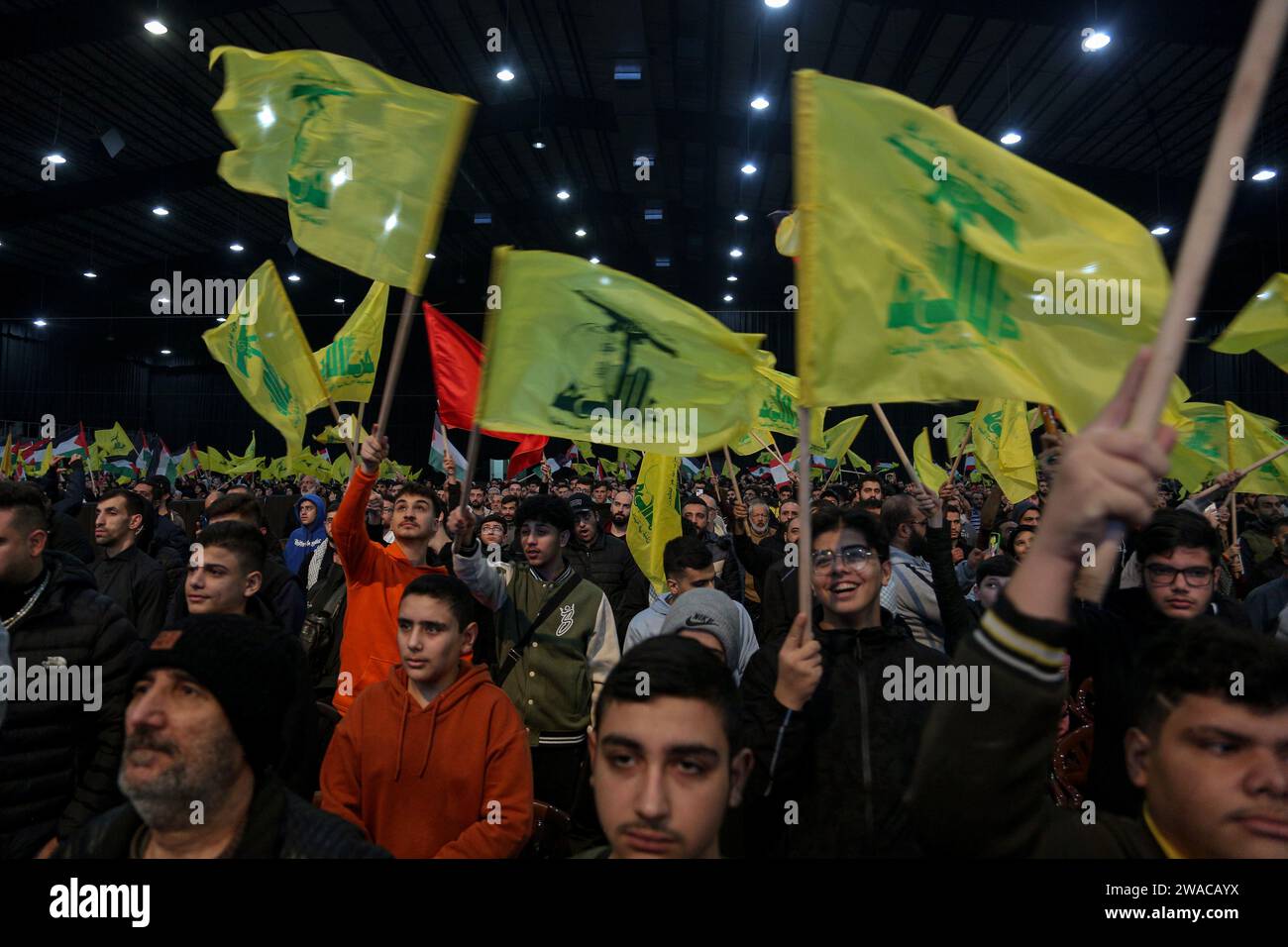 Beirut, Lebanon. 03rd Jan, 2024. Pro-Iranian Hezbollah supporters ...